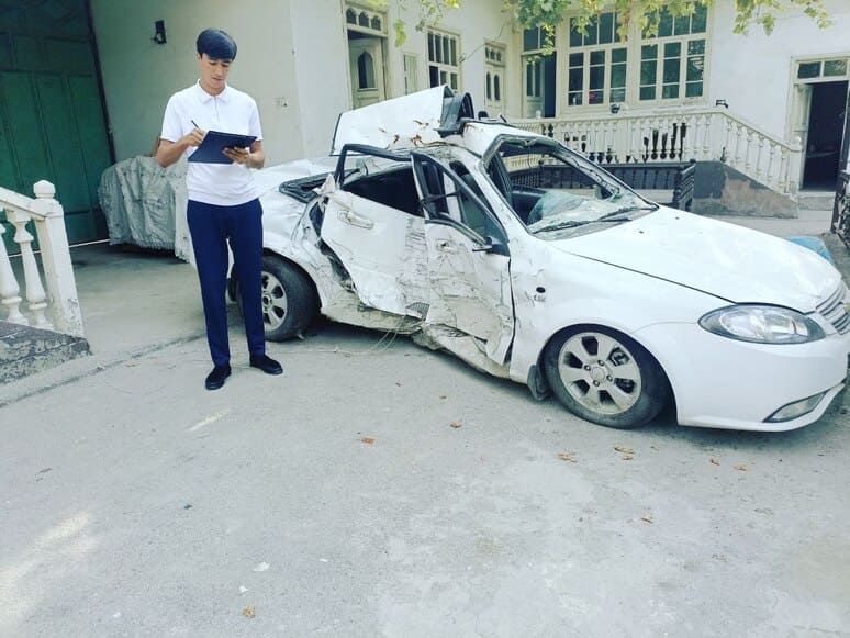 Farg‘onada qidiruvdagi Lacetti avtohalokat oqibatida pachoqlangan holda ...