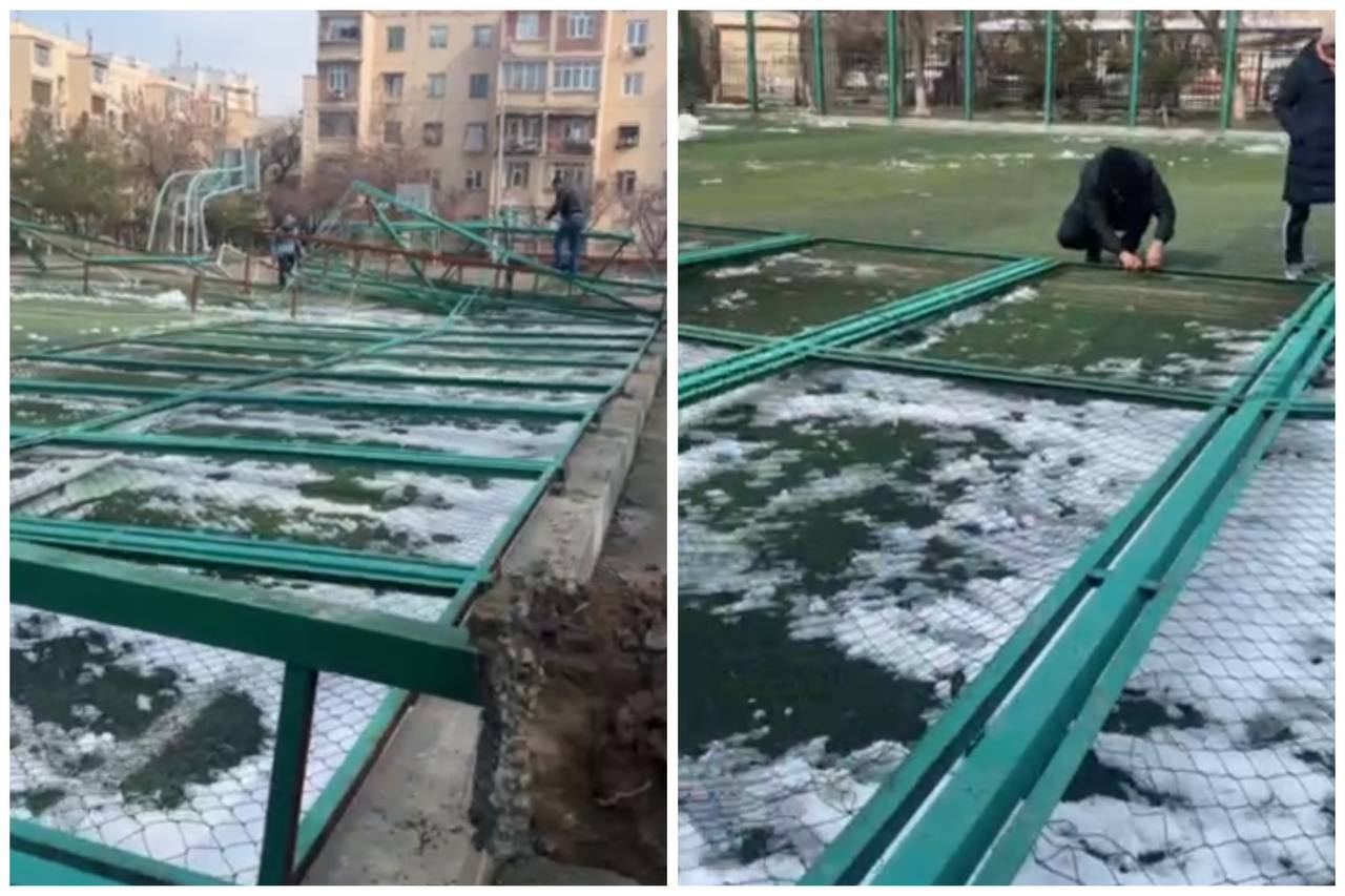 Toshkentdagi maktabda stadion panjaralari qulab tushgani yuzasidan ma’lumot berildi